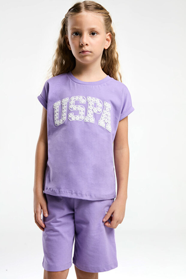 U.S. Polo Assn. Girl's Purple Bermuda Set- Trendyol
