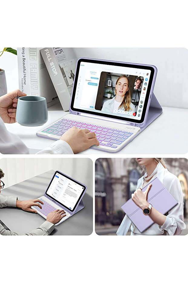 Fogy Ipad 11. Nesil A16 için Tablet Klavyeli Kılıf Bluetoot Işıklı ...