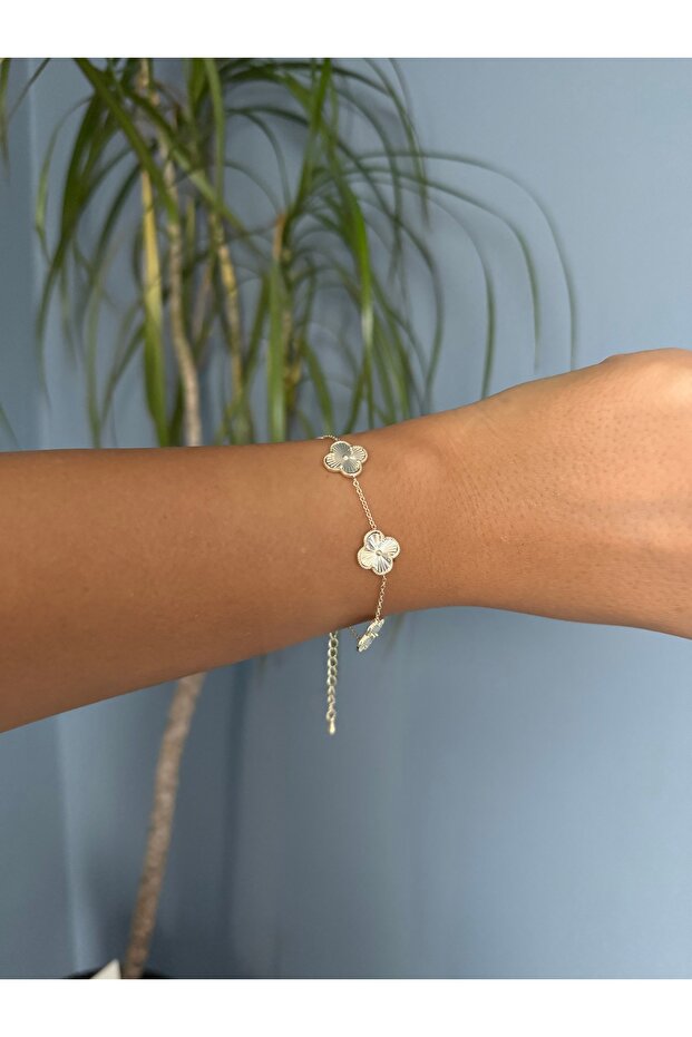 DGK COLLECTİON Light Gold Color, Laser Cut Trend Clover Bracelet 🍀 ...