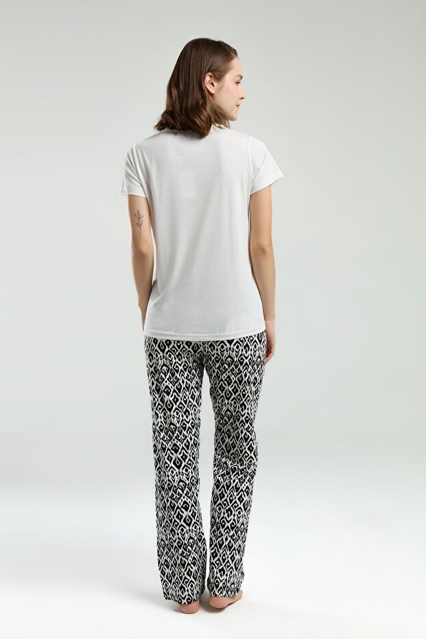 Arnetta Women's White Short Sleeve Pajama Set- Trendyol