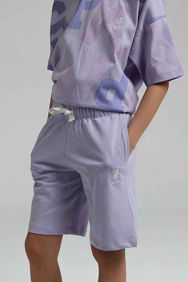 U.S. Polo Assn. U.S. Polo Assn. Girl's Purple Bermuda Set- Trendyol
