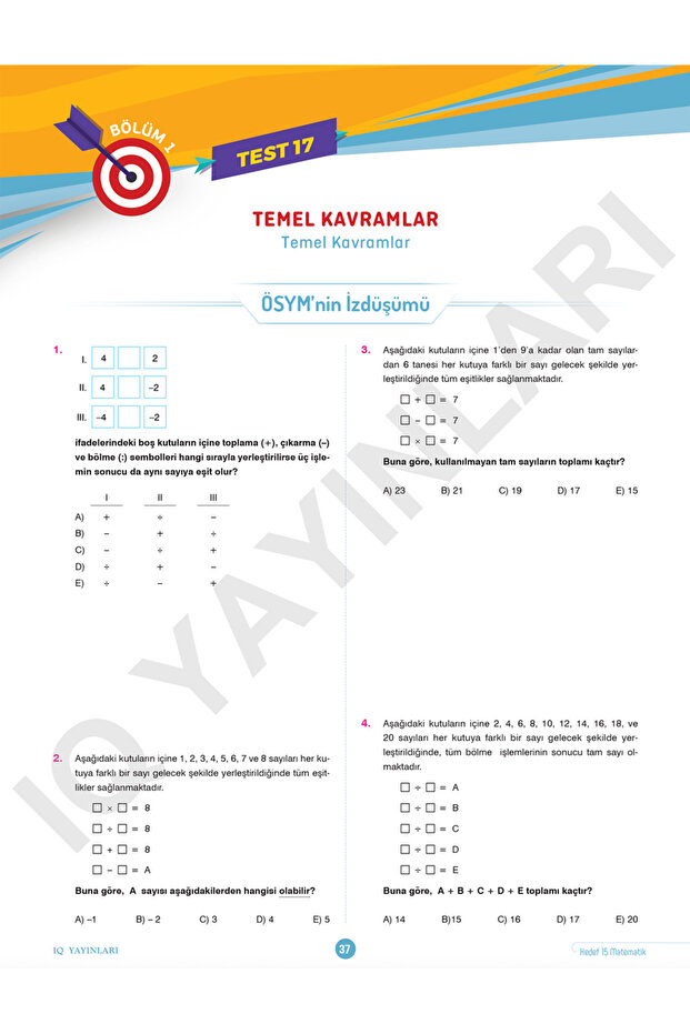 Paraf Yayınları TYT Hedef 15 Net Matematik Soru Bankası - Fiyatı, Yorumları