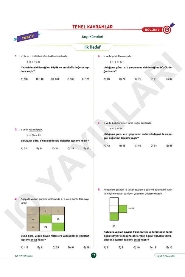 Paraf Yayınları TYT Hedef 15 Net Matematik Soru Bankası - Fiyatı, Yorumları