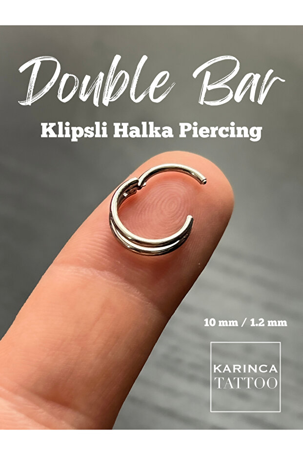 Karınca Piercing Double Bar Klipsli Halka Piercing Kulak Helix Septum Dudak Orbital Conch ...