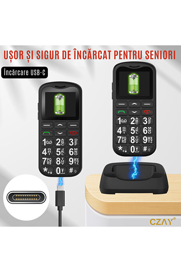 CZAY Telefon Mobil Seniori cu Taste Mari CZAY®,Limba Romana, Maghiara ...