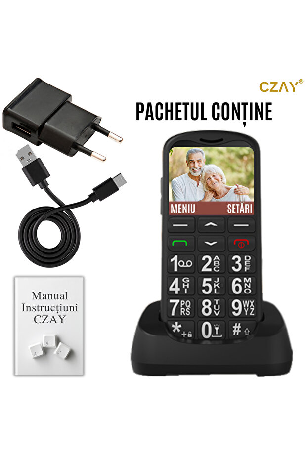 CZAY Telefon Mobil Seniori cu Taste Mari CZAY®,Limba Romana, Maghiara ...