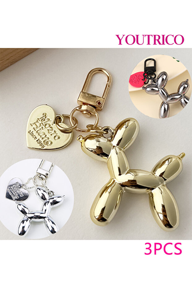 Youtrico 3pcs Balloon Dog Key Chains, Creative Pendant in Puppy Shape ...