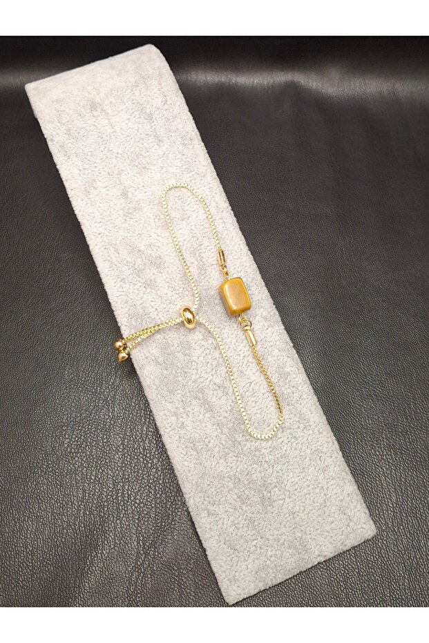 Han Ticarethane Altın Renk Dikdörtgen Kaplan Gözü Doğal Taşlı Bileklik ...