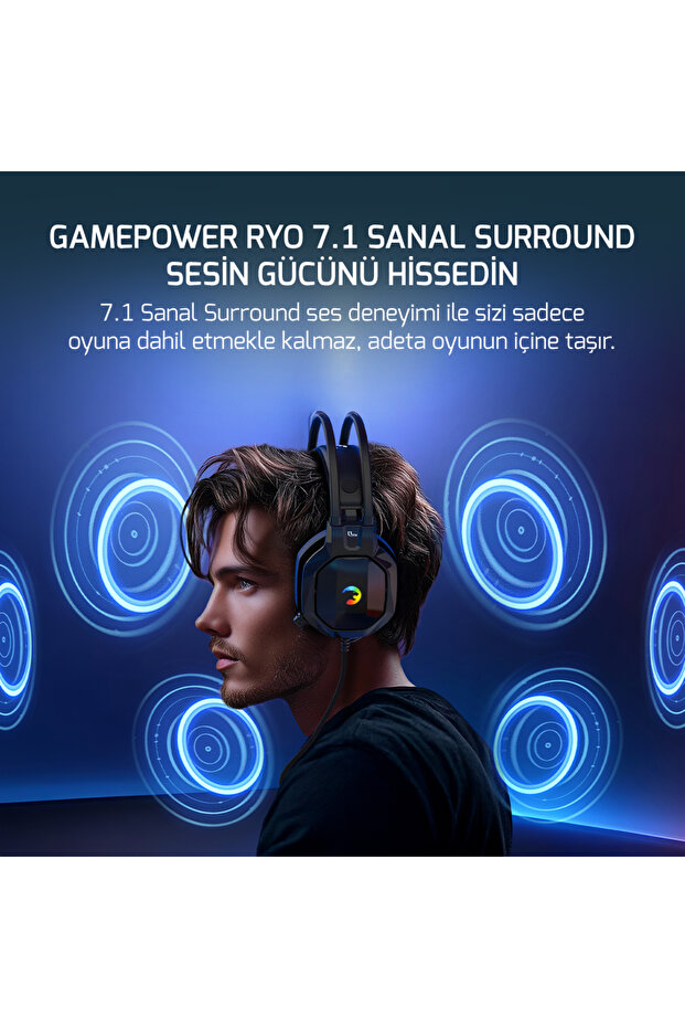 Gamepower Ryo Siyah 7.1 Surround Rainbow Gaming (Oyuncu) Kulaklık ...