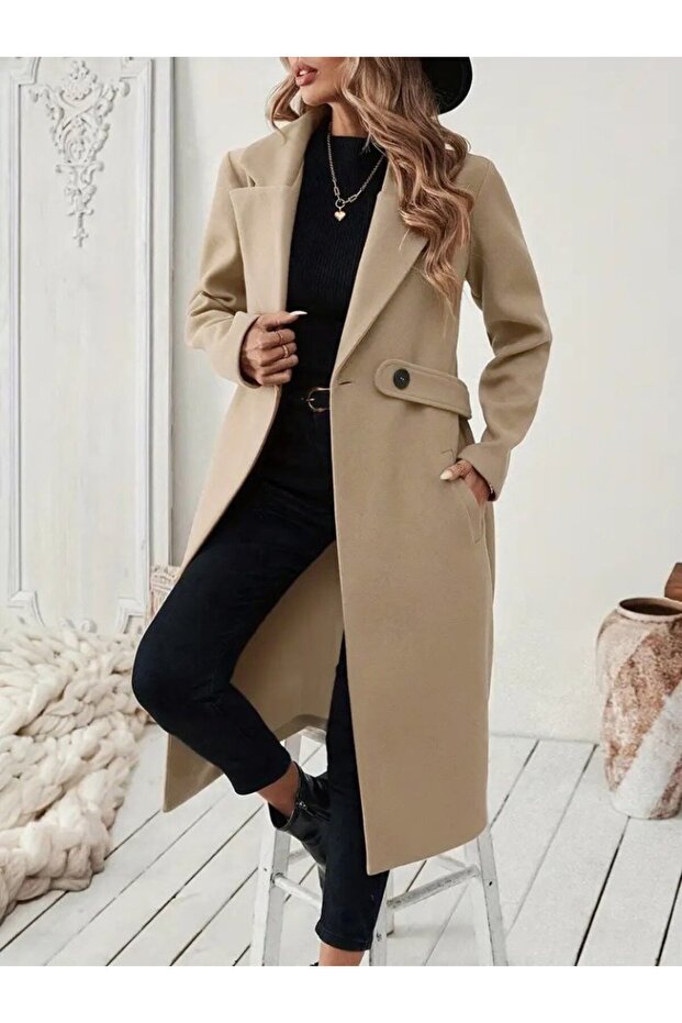 Ekince Women's Long Sleeve Collared Waist Ribbon Button Detailed ...