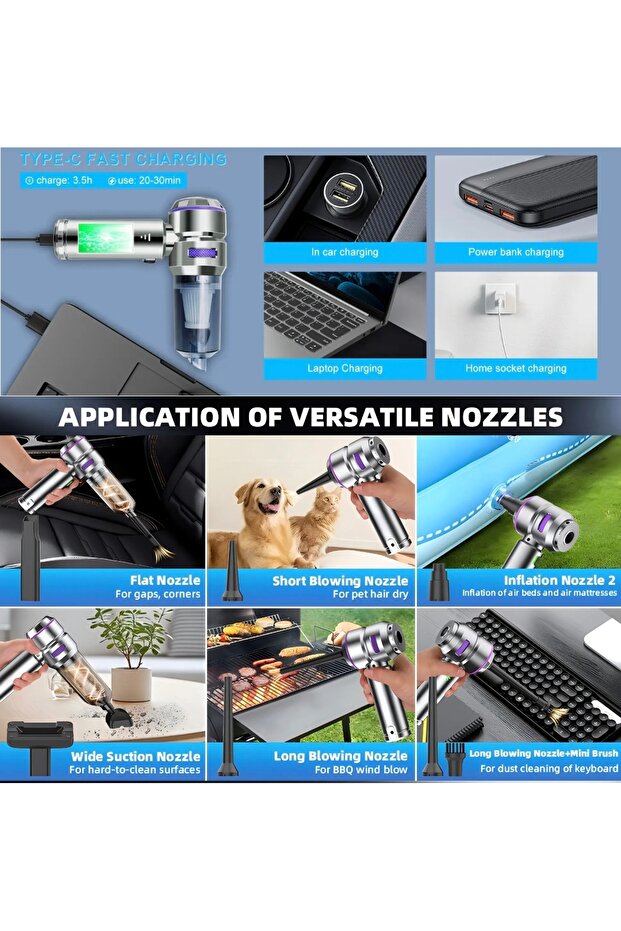 CASTU CS59 Plus Max 17000 Pa 100 Watt Şarjlı Süpürge - Fiyatı, Yorumları