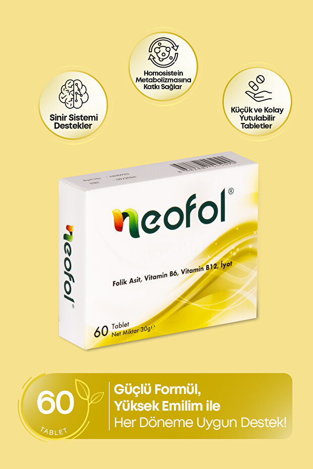 NEOFOL Folik Asit 400mcg, B6 Vitamini, B12 Vitamini Ve Iyot Içeren ...