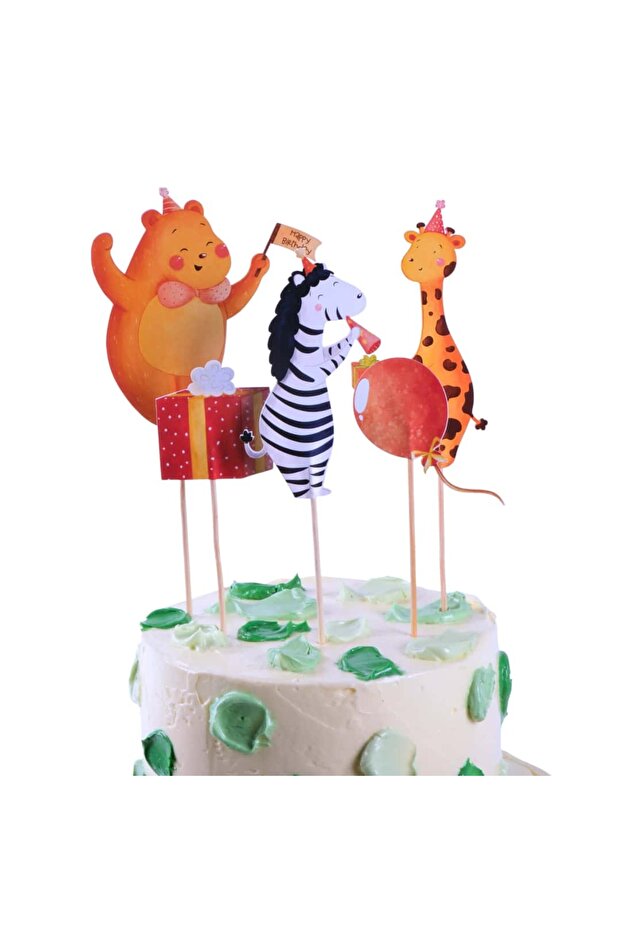 Forpus Kids Hayvanlar Pasta Süsü Balon ve Kutu - Animals Cake Topper ...