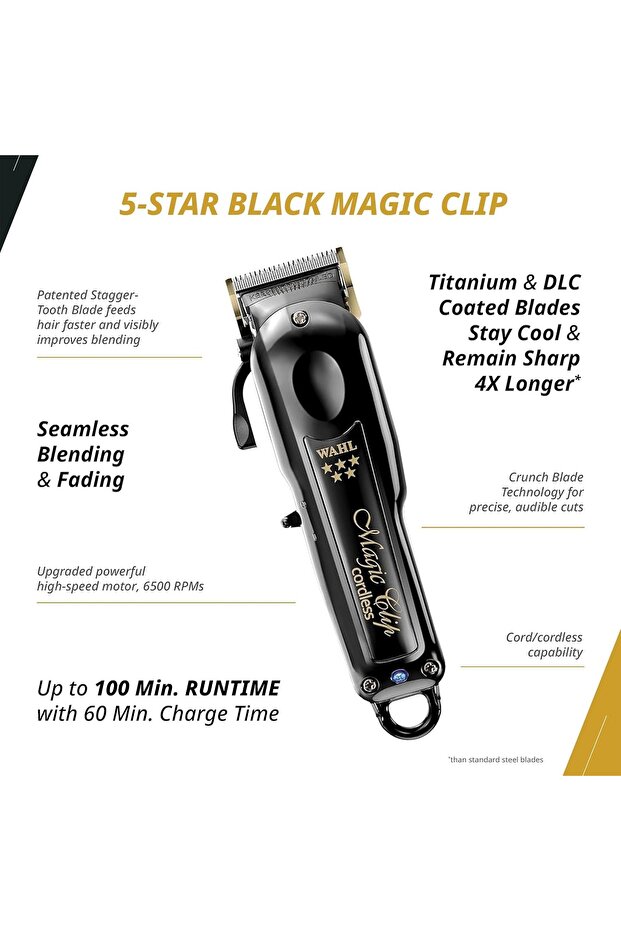 Wahl Professional 5-Star Kit,Magic Clip Cordless Clipper, Detailer Li ...