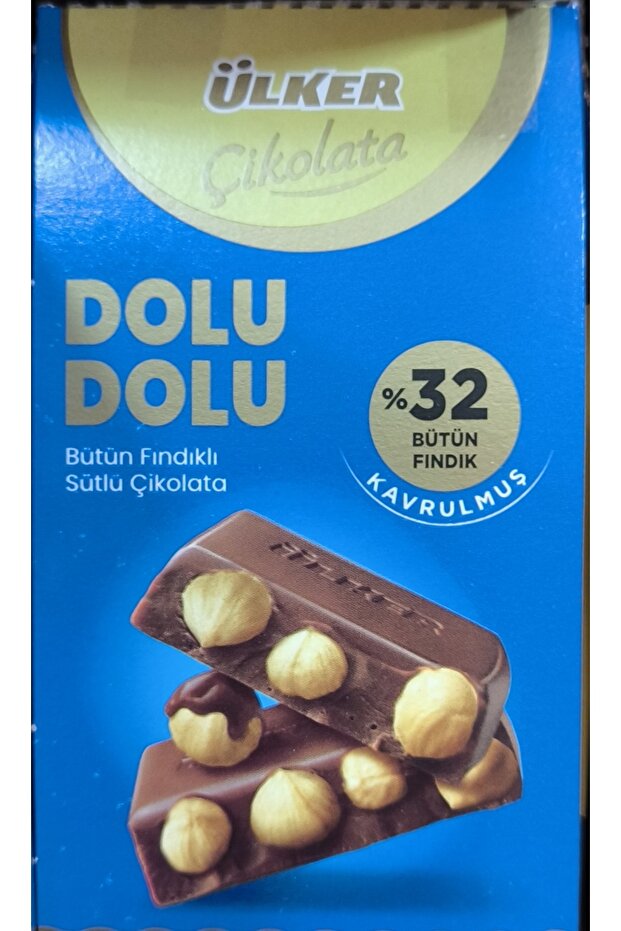 Ülker Dolu Dolu Sütlü Bütün Fındıklı Çikolata 80 gr x 9 Adet (720 gr ...