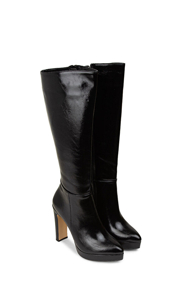 Deery Kadın Siyah Rugan Platform Topuklu Çizme - Fiyatı, Yorumları