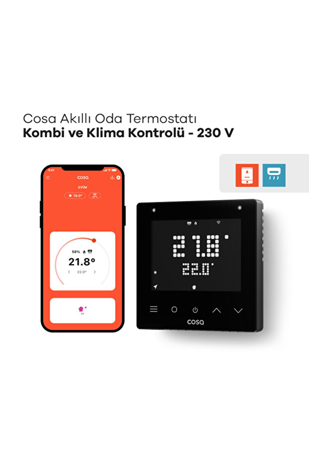 Cosa Akıllı Oda Termostatı Kombi ve Klima Kontrolü - 230V V5 - Fiyatı ...