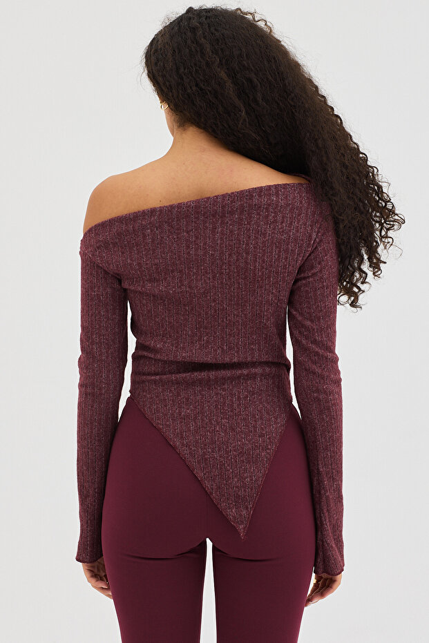 Eco Sense Bluză pentru femei, cu un singur umăr, cu mânecă lungă ...