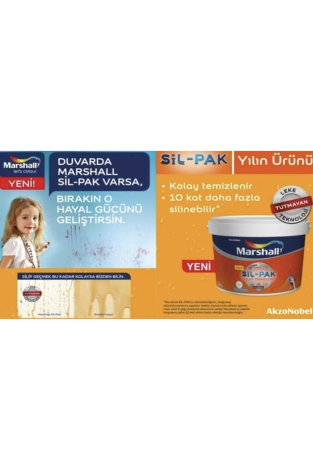 Marshall Sil-pak Leke Tutmayan Silinir Duvar Boyası 2.5 Lt Deniz Kabuğu ...