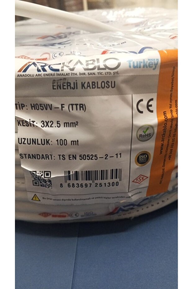 Arc 100 Metre 3X2.5 mm % 100 Bakır TTR Kablo Beyaz %100 Tam Kesit TSE - CE - Fiyatı, Yorumları