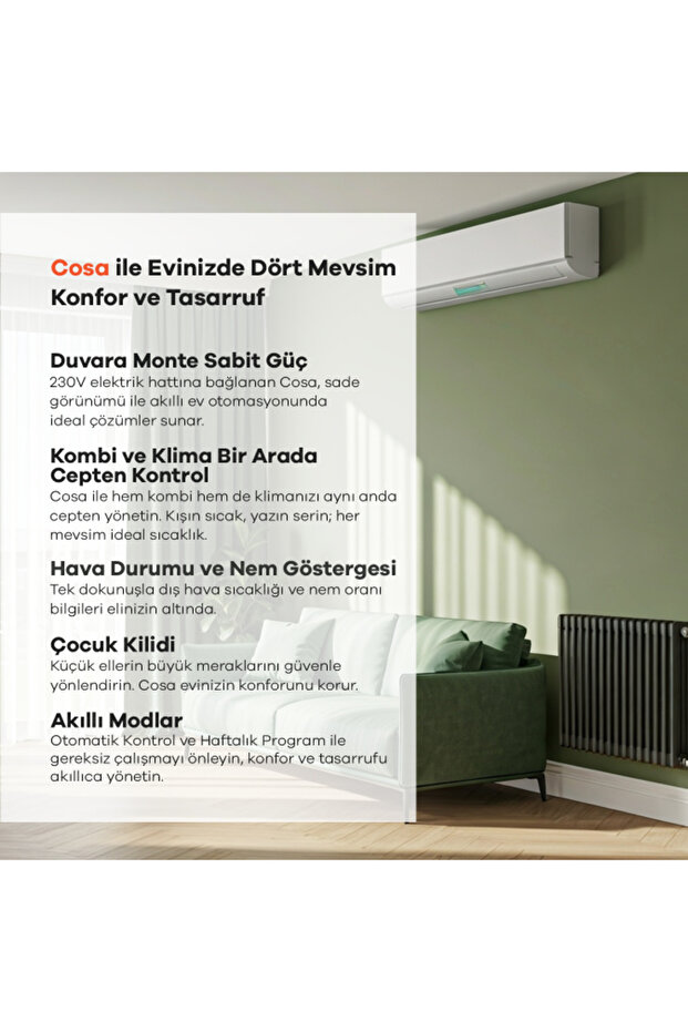 Cosa Akıllı Oda Termostatı Kombi ve Klima Kontrolü - 230V V5 - Fiyatı ...