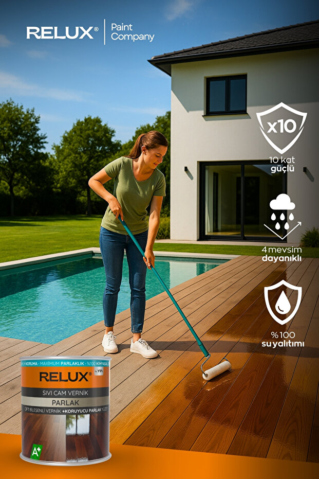 Relux Paint Liquid Glass Sıvı Cam – 2K Ultra Parlak Vernik, Su/Kimyasal Dayanım, Tezgâh-Fayans ...