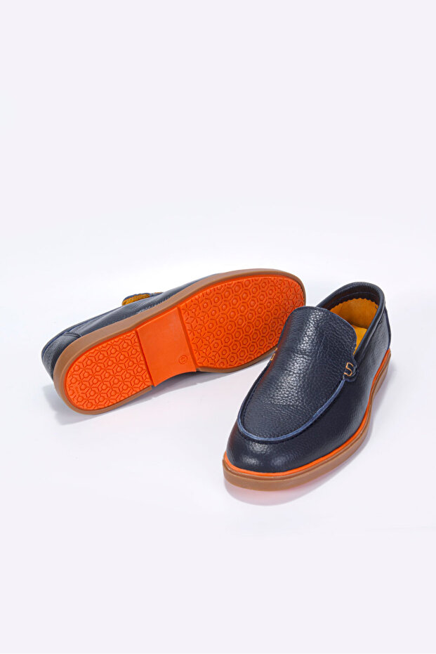 Vantaggio Ravello Navy Blue 100% Genuine Leather Men's Loafer Shoes ...