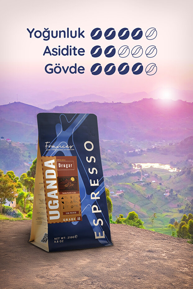 FRANCES %100 Arabica Uganda Drugar | Espresso | 3*250 GR | Orta-Yüksek ...