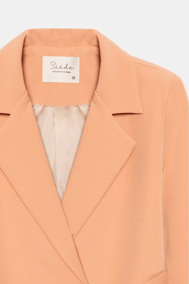 Saade Salmon Women's Single Button Woven Double Breasted Blazer Jacket ...