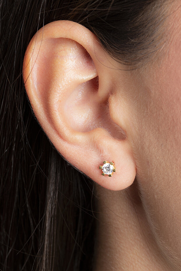 Elika Silver 925 Ayar Gümüş Tek Taş Küpe - Fiyatı, Yorumları