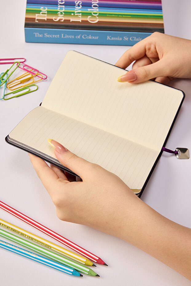 locko Kişiye Özel Hediyelik Cep Boy Lastikli Çizgili 192 Sayfa Lacivert ...