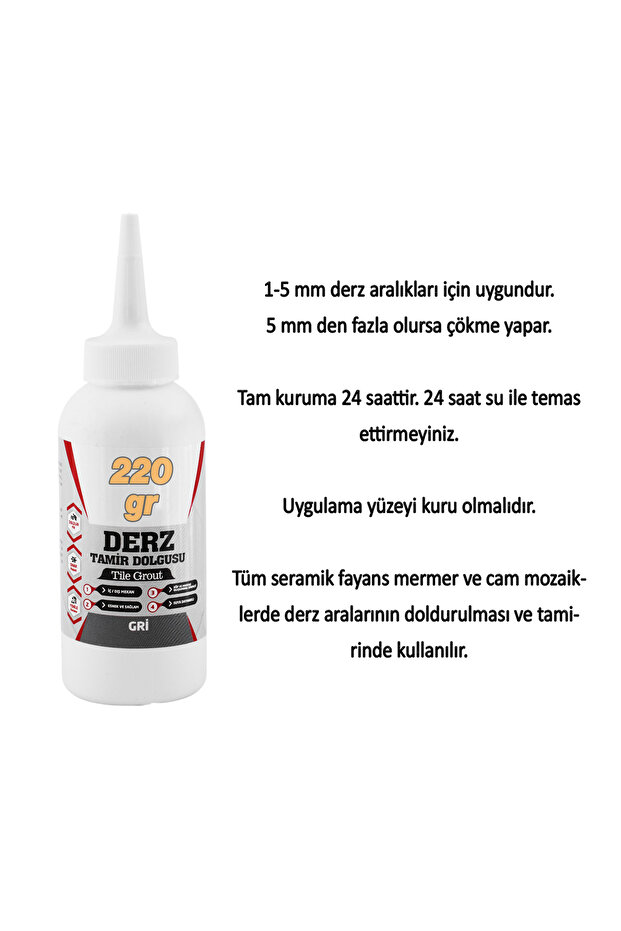 Badem10 Gri Renk (220 Gr) Hazır Derz Yenileme Dolgusu Dolgu Fayans ...