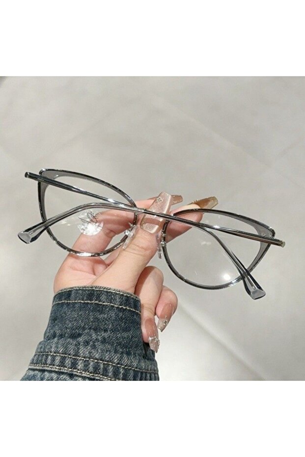 LOOKUP NEW Cat Eye 55 Ekartman Metal Şeffaf Kadın Erkek Unisex Mavi ...
