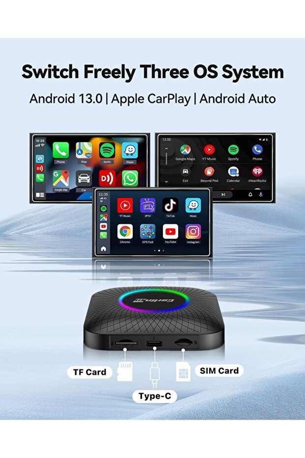 carlinkit Latest Ai Box LED, Android 13, Qualcomm 6225, 8GB+128GB ...