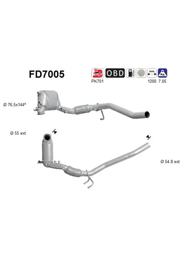 As Exhaust system soot/particulate filter VW EOS (1F7 1F8) 2006-2008 ...