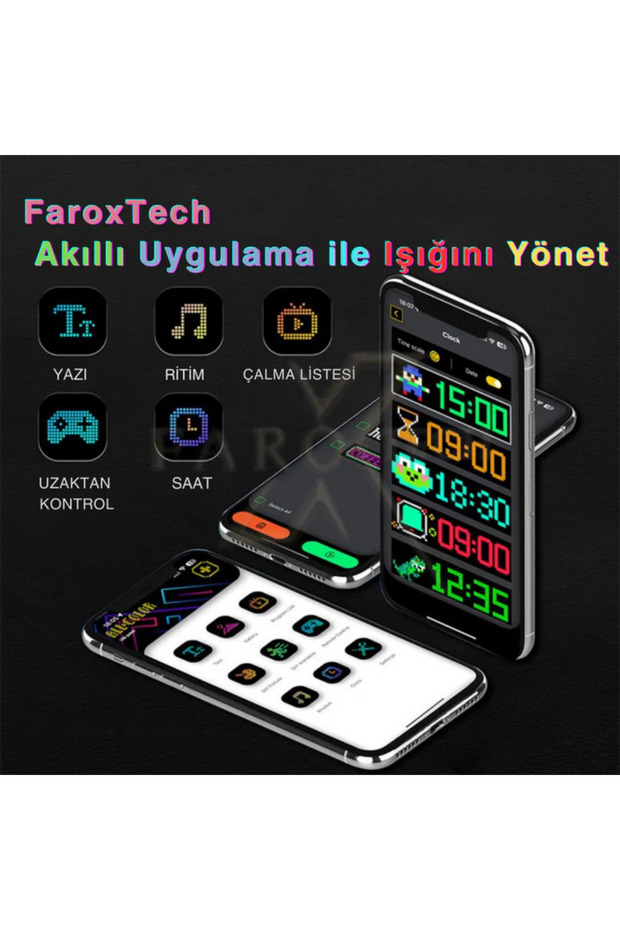 FaroxTech Bluetooth Telefon Kontrollü RGB LED Panel – Cama Yapışan ...