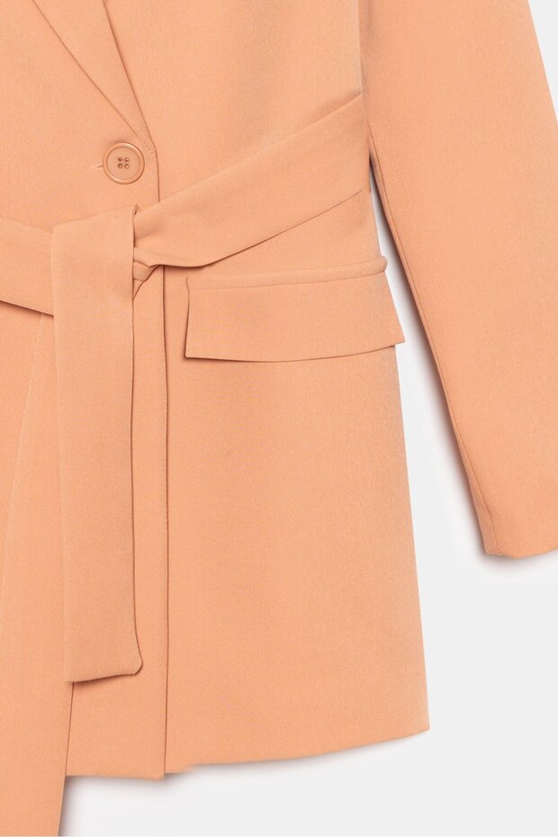 Saade Salmon Women's Single Button Woven Double Breasted Blazer Jacket ...