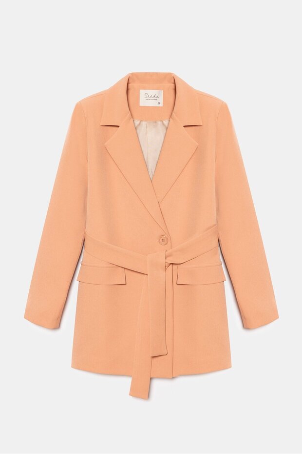 Saade Salmon Women's Single Button Woven Double Breasted Blazer Jacket ...