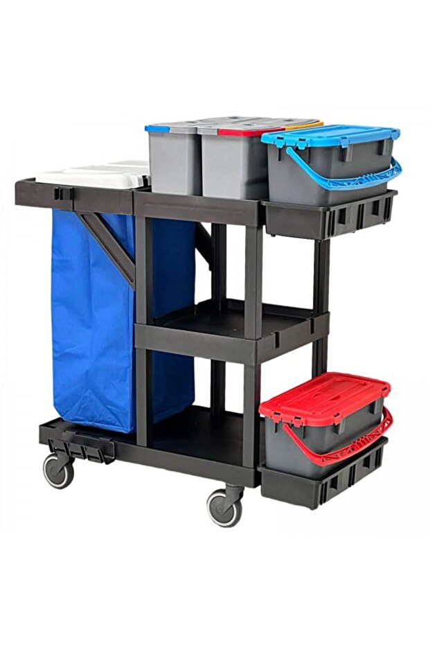 DacEnergy Hospital cleaning trolley, 2 sealed 20 L buckets with dosing ...