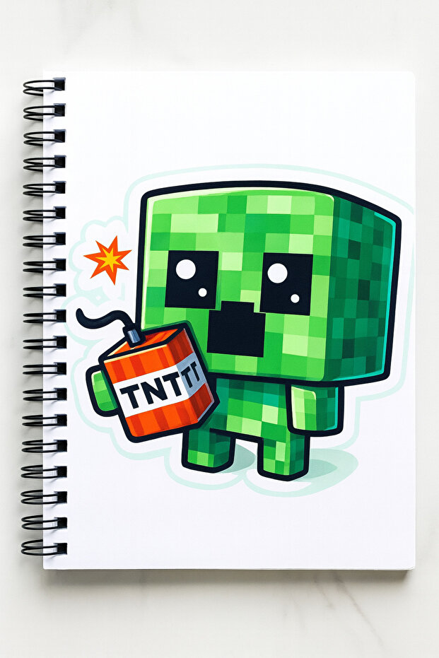 Atölye Prana 👉Minecraft Creeper Spiralli Defter A4 – Kareli Oyun Temalı ...