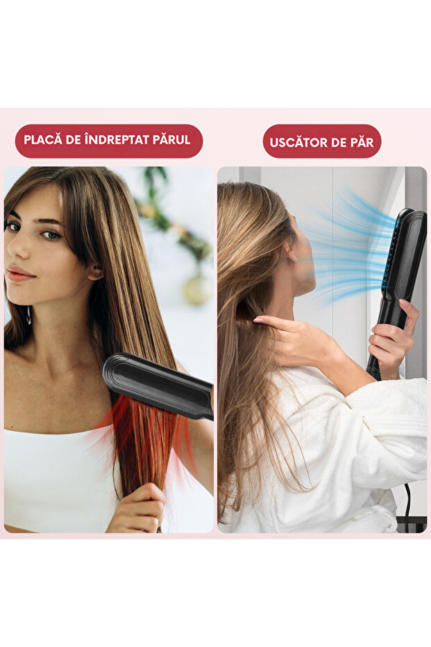 TSItech Uscator de par si placa de indreptat parul cu aer cald, 2 in 1 ...
