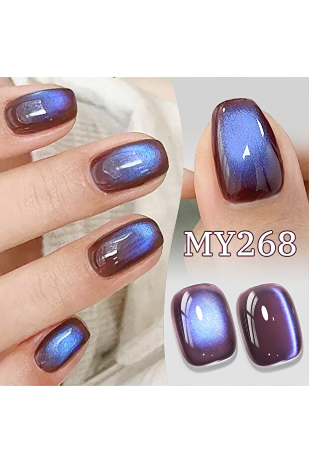 Born Pretty Colored Cat Magnetic Gel Indigo Eggplant/Kutup Işıltısı Kedi Gözü Kalıcı Oje-10ml ...