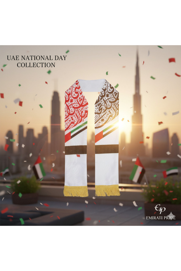 Varaq UAE National Day Scarf | Patriotic Flag Scarf with Calligraphy ...