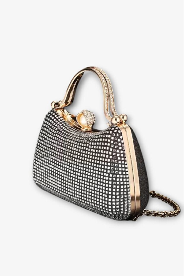 Famels Stone Detailed Evening Dress Bag with Armrests and Chain ...