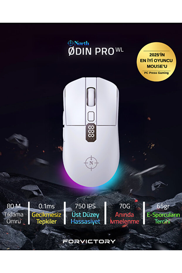 Genel Markalar Odin PRO WL 26.000 DPI 750 IPS 70G UltraLight RGB ...