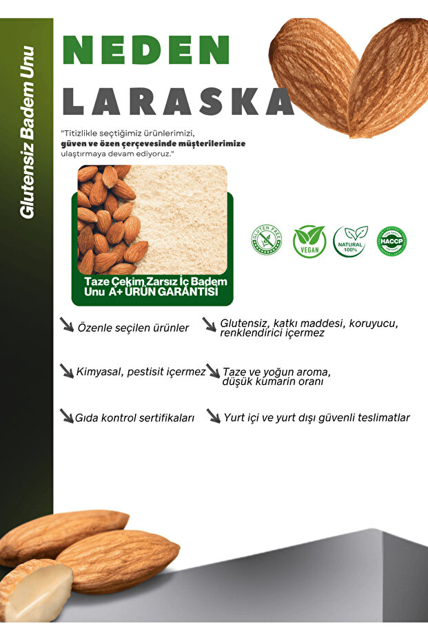 Laraska Glutensiz Badem Unu 100g- Almond Flour Gluten Free Vegan ...