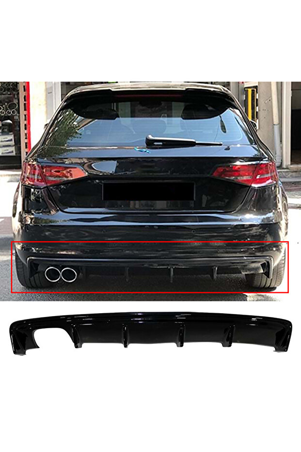 AkmTuning Audi A3 8V HB Sportback Rieger Difüzör Parlak Siyah Plastik ...