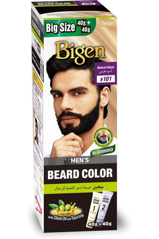BİGEN Ammonia-Free Beard Dye for Men, Natural Black B101 (Large Size ...
