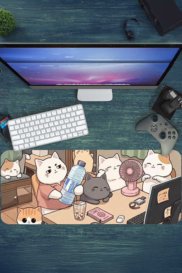 urzuva Office Cat Break 2 Gaming Oyuncu Mousepad 80x30 3mm Mouse pad ...
