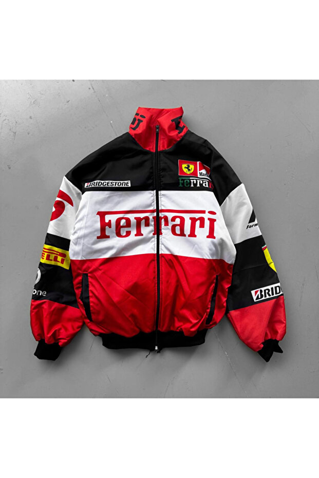 BİQ & TAQ BUTİK Jachetă bomber oversize unisex cu model Ferrari, negru ...